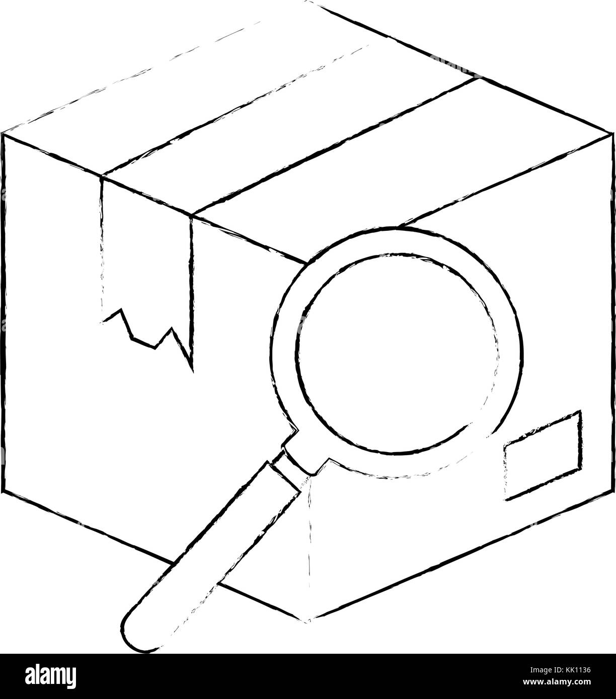 carton box with magnifying glass Stock Vector Image & Art - Alamy