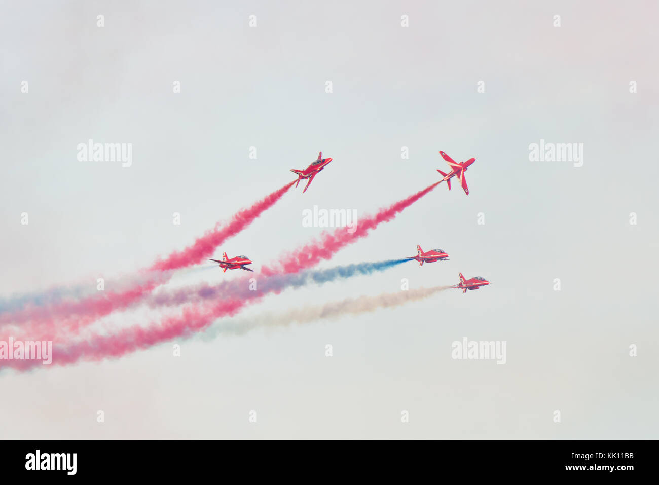 The RAFs Red Arrows performing the "rollbacks" manoeuvre as part of ...