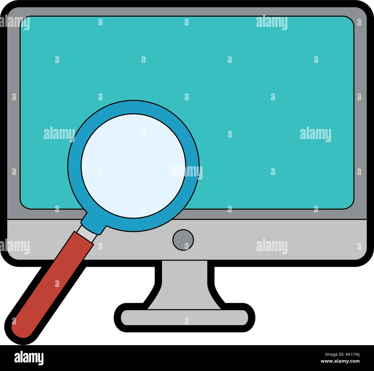 monitor computer with magnifying glass Stock Vector Image & Art - Alamy