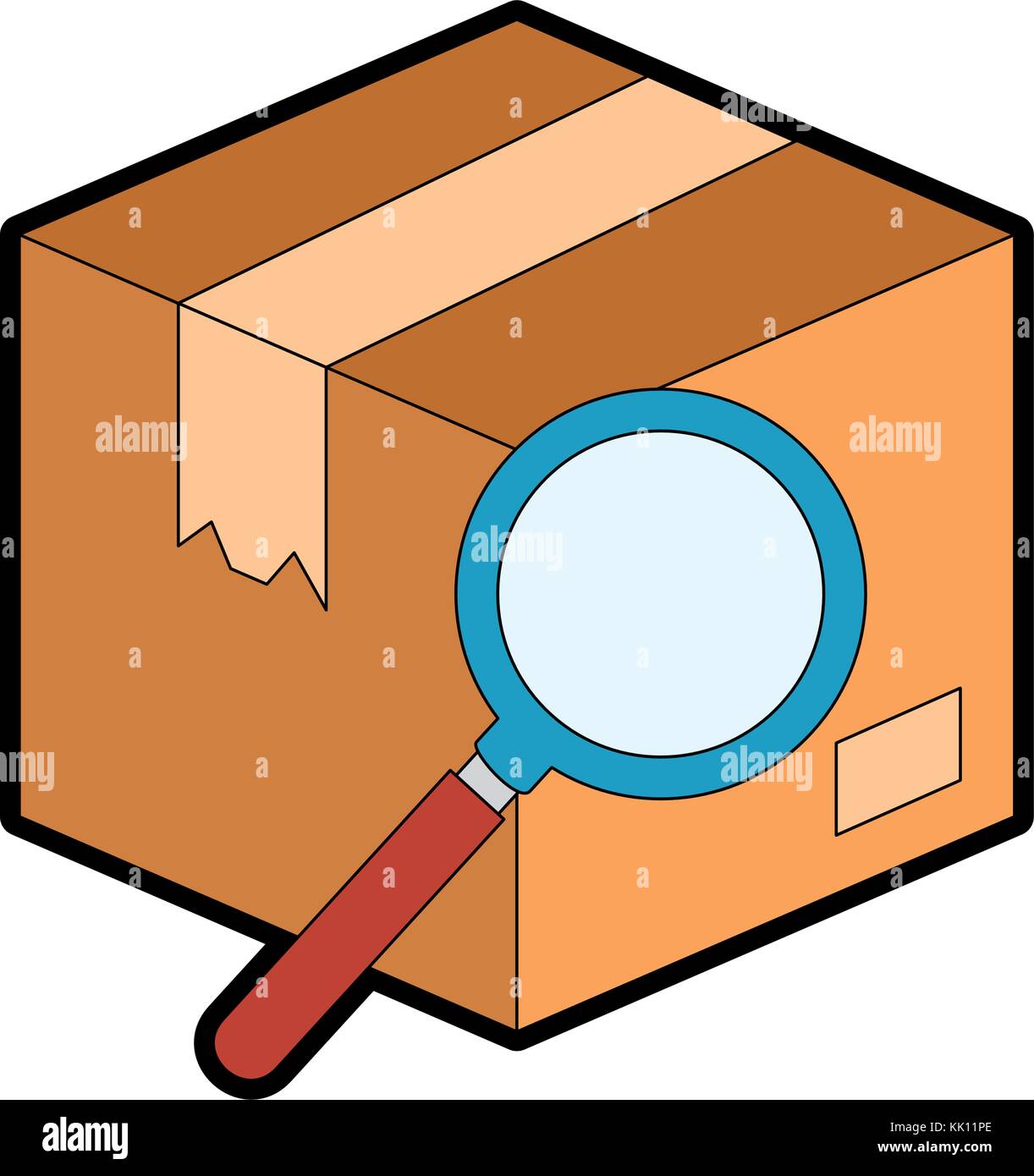 carton box with magnifying glass Stock Vector Image & Art - Alamy