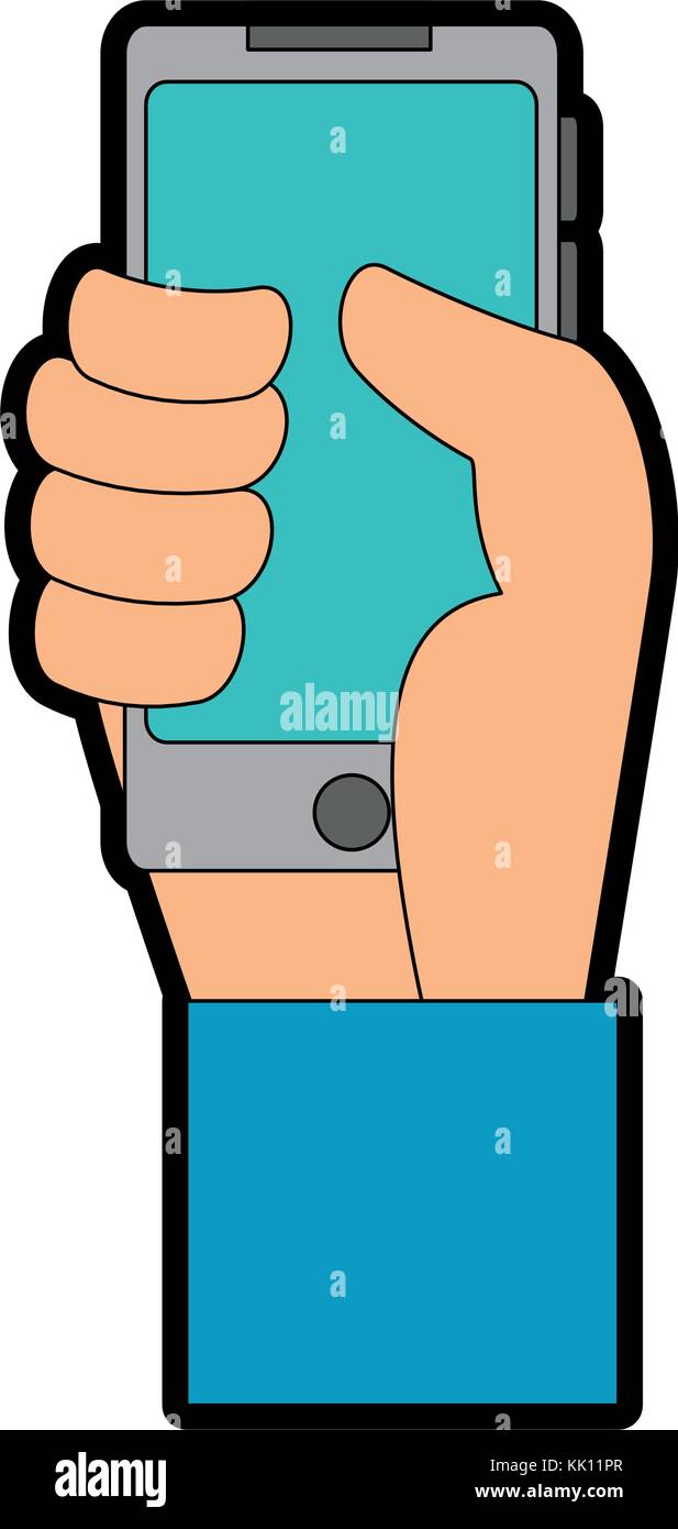 hand with smartphone device Stock Vector Image & Art - Alamy