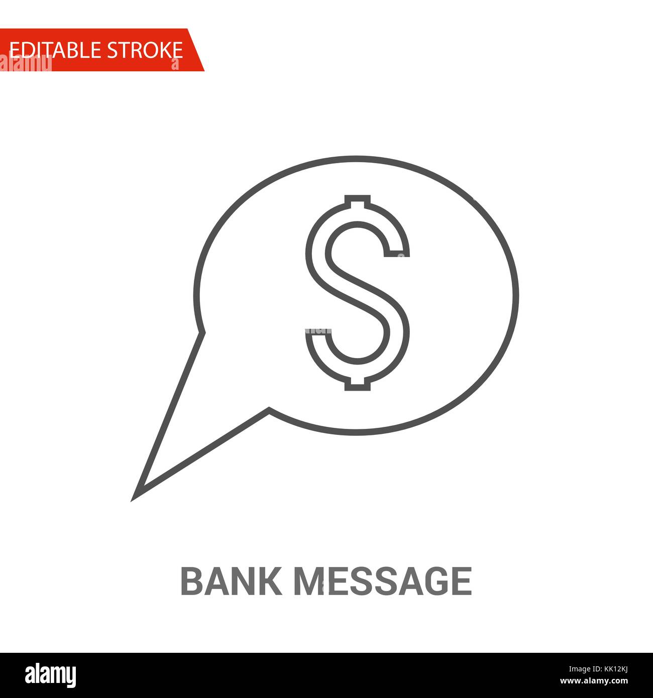 Bank Message Icon. Thin Line Vector Illustration - Adjust stroke weight ...