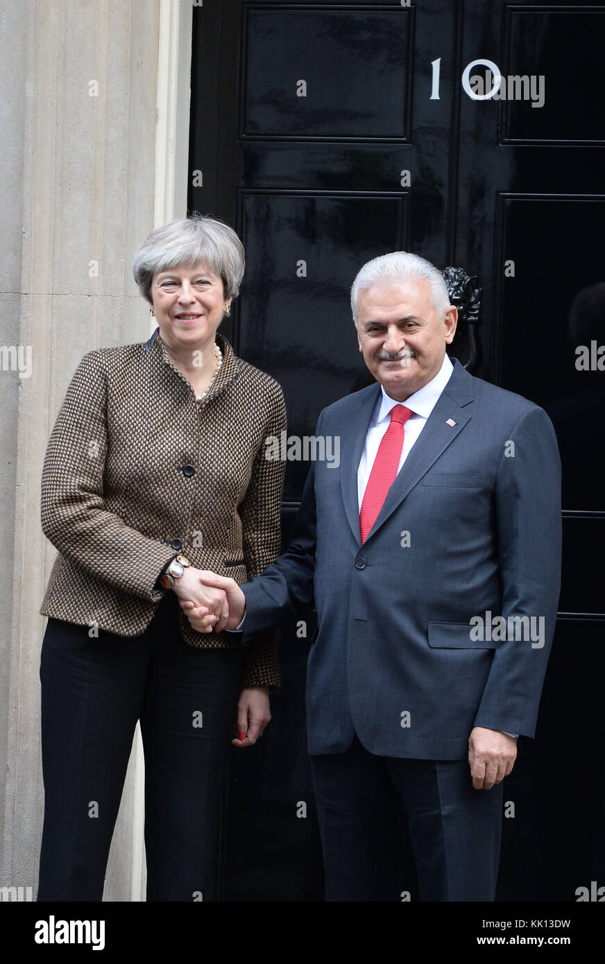 Turkish Prime Minister Binali Yildirim is greeted by Prime Minister ...