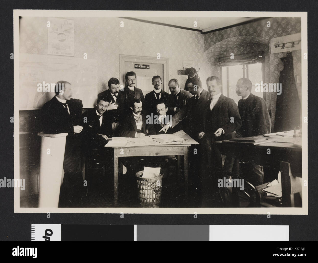 A historical photograph showing Sam Eyde as section chief working on ...