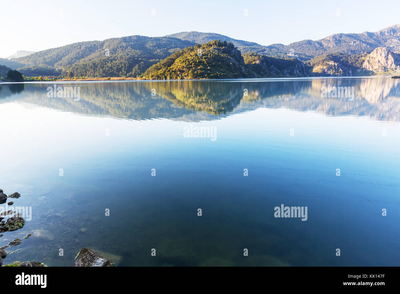 Picturesque lake with calm water Stock Photo - Alamy