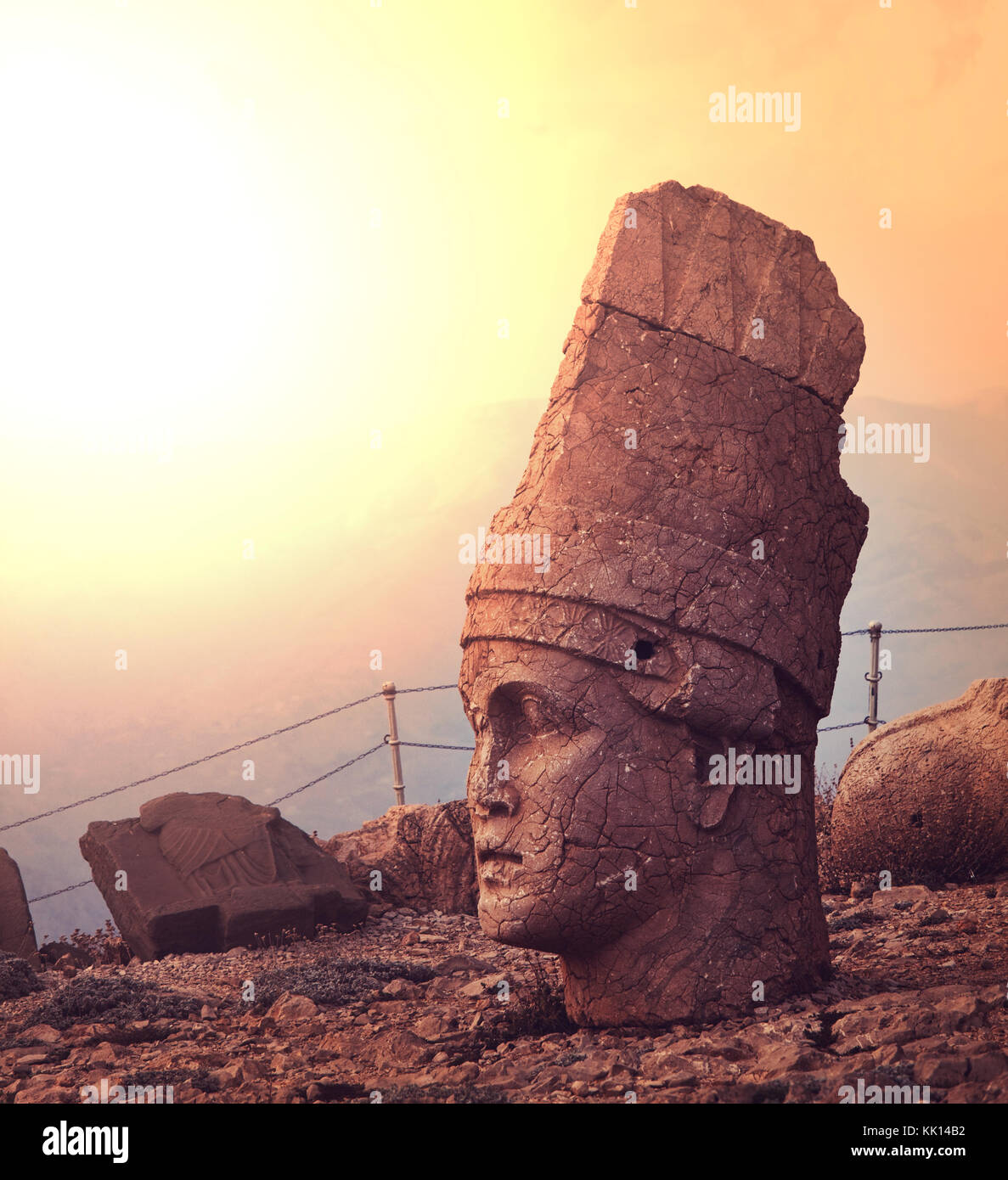 Statue on Mount Nemrut in Turkey Stock Photo - Alamy