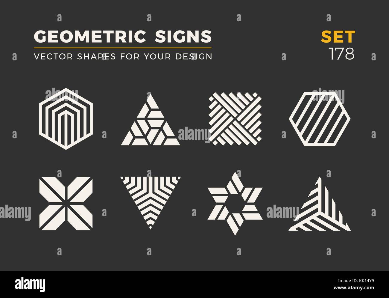 Set of eight minimalistic trendy shapes. Stylish vector logo emblems ...
