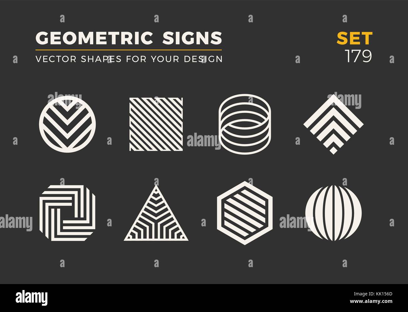 Set of eight minimalistic trendy shapes. Stylish vector logo emblems ...