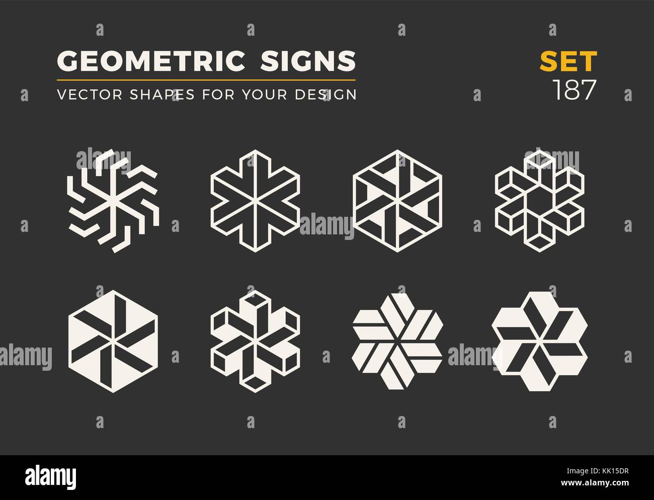 Set of eight minimalistic trendy shapes. Stylish vector logo emblems ...