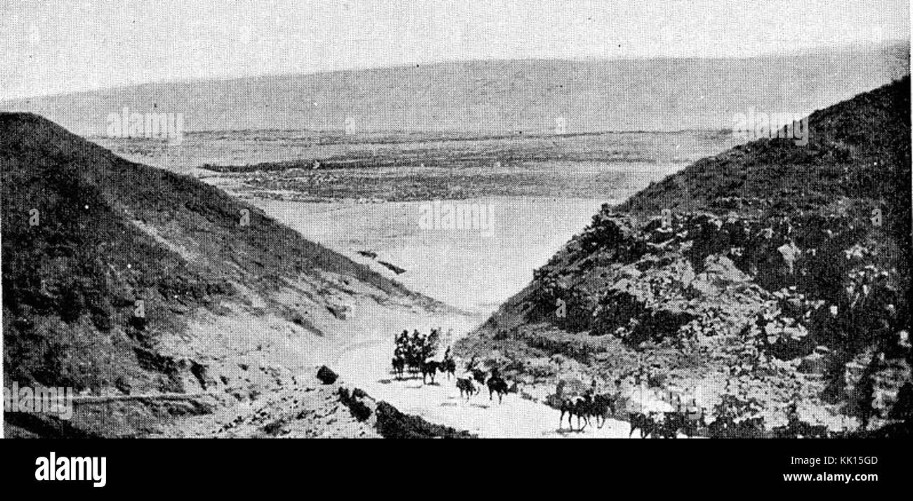 British Empire mounted troops riding out of the Jordan Valley Stock ...