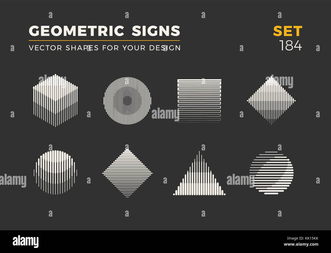 Set of eight minimalistic trendy shapes. Stylish vector logo emblems ...