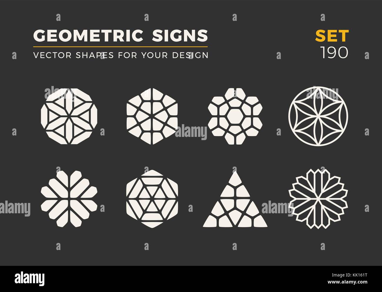 Set of eight minimalistic trendy shapes. Stylish vector logo emblems ...