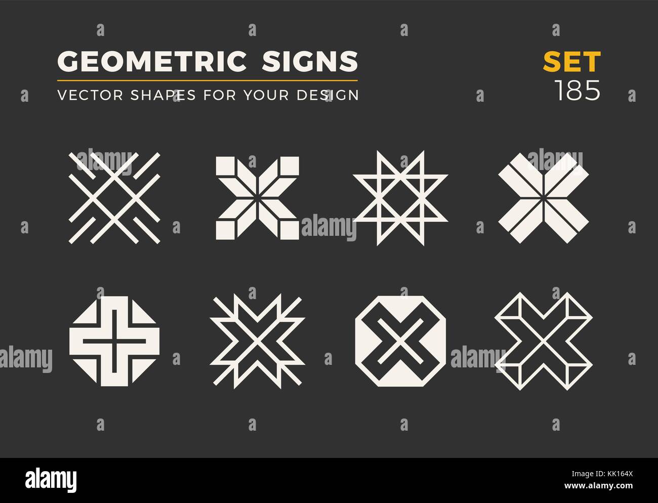 Set of eight minimalistic trendy shapes. Stylish vector logo emblems ...