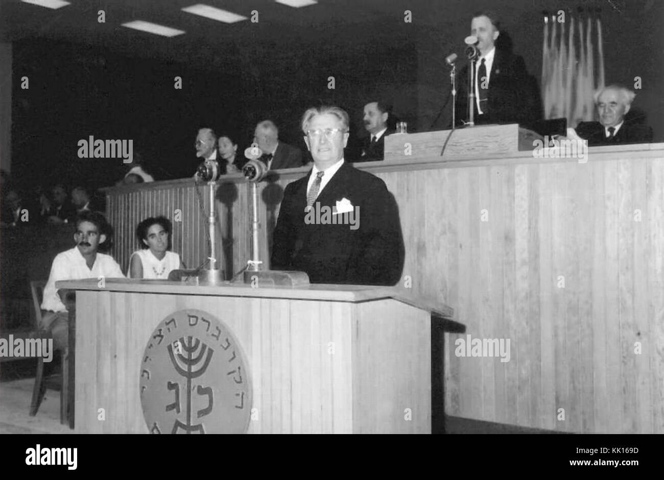 Nachum Goldman, at the 23rd Zionist Congress in Jerusalem. Sitting ...