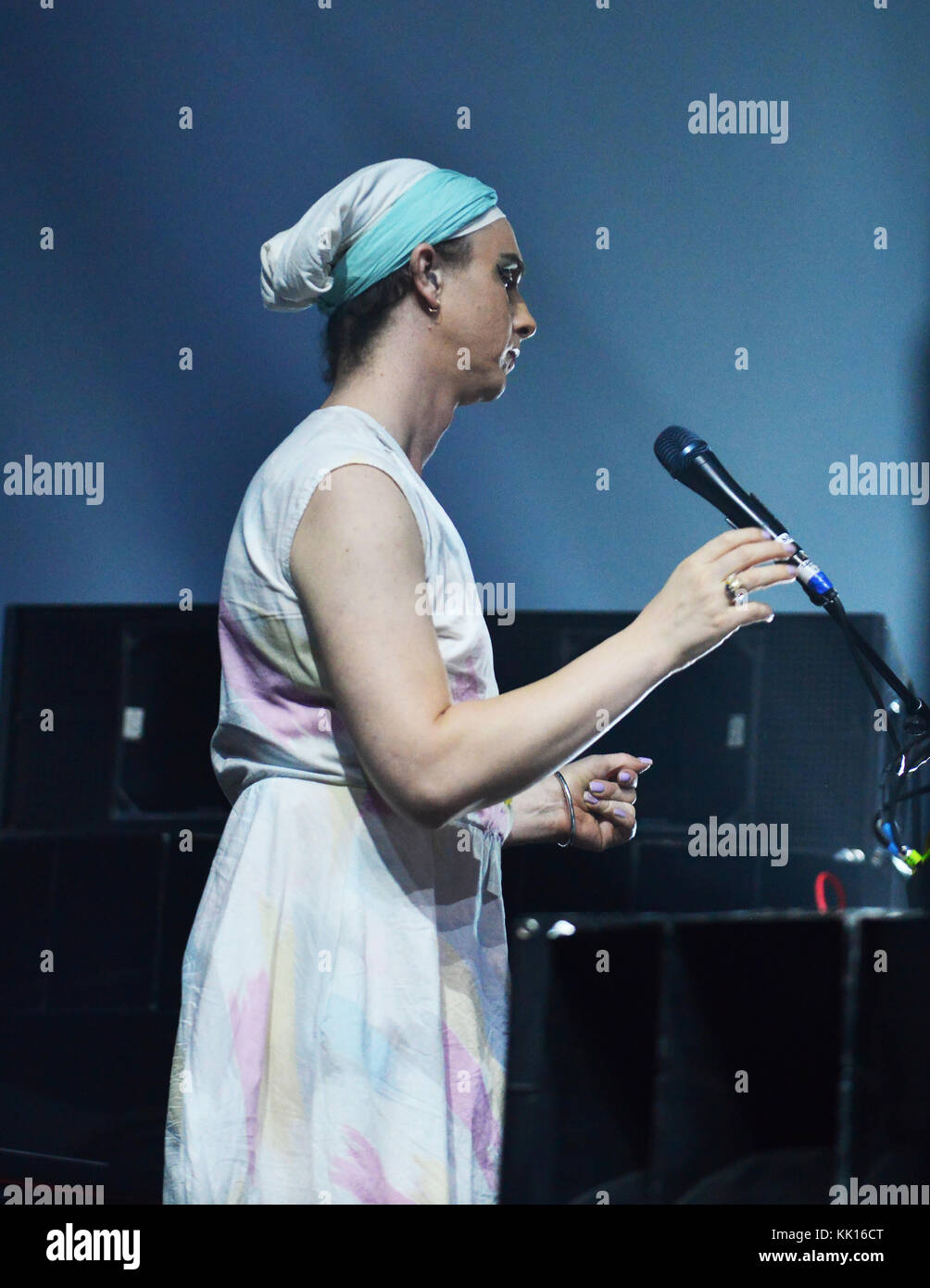 LCD Soundsystem performing live on stage at the James L. Knight Center ...