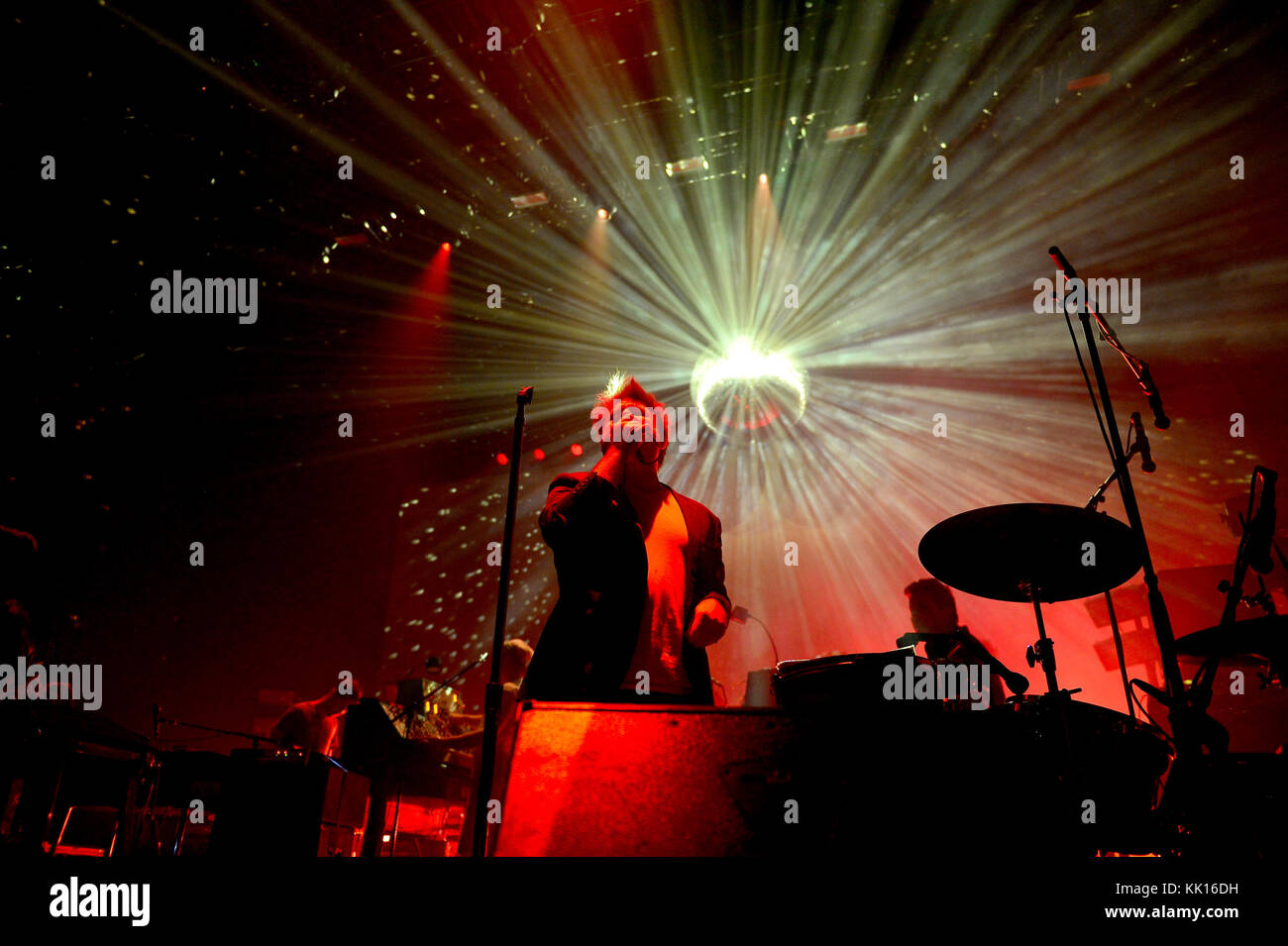 LCD Soundsystem performing live on stage at the James L. Knight Center ...