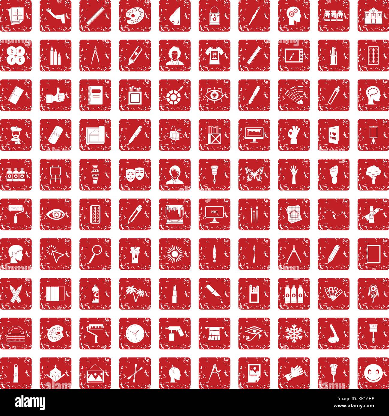 100 paint icons set grunge red Stock Vector Image & Art - Alamy