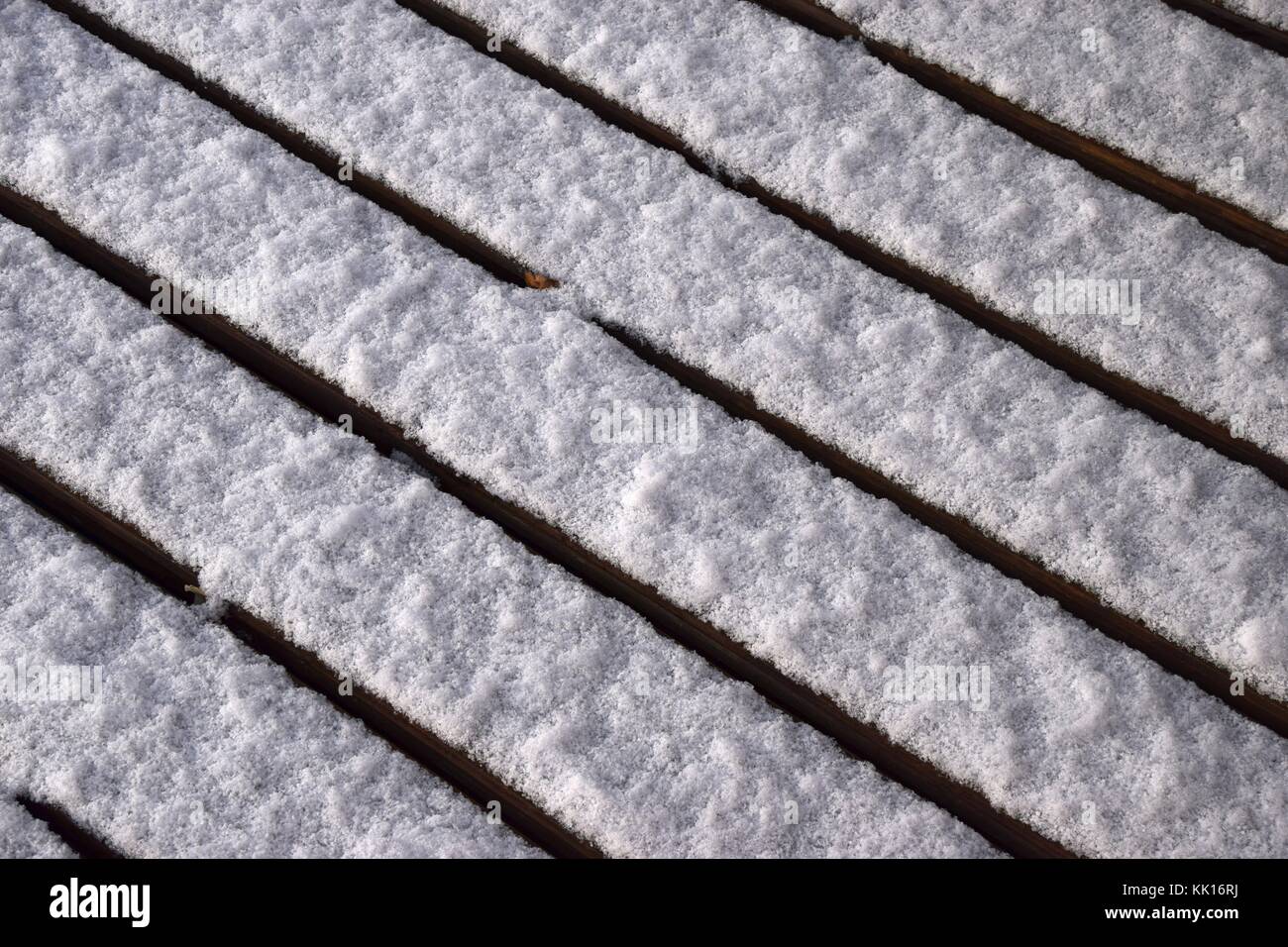 snow-covered wooden floorboards with sun reflections Stock Photo - Alamy