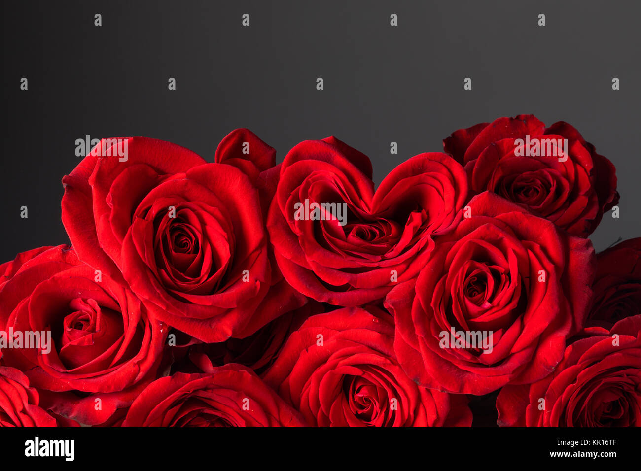 Bouquet of heart shaped roses for Valentines day Stock Photo - Alamy