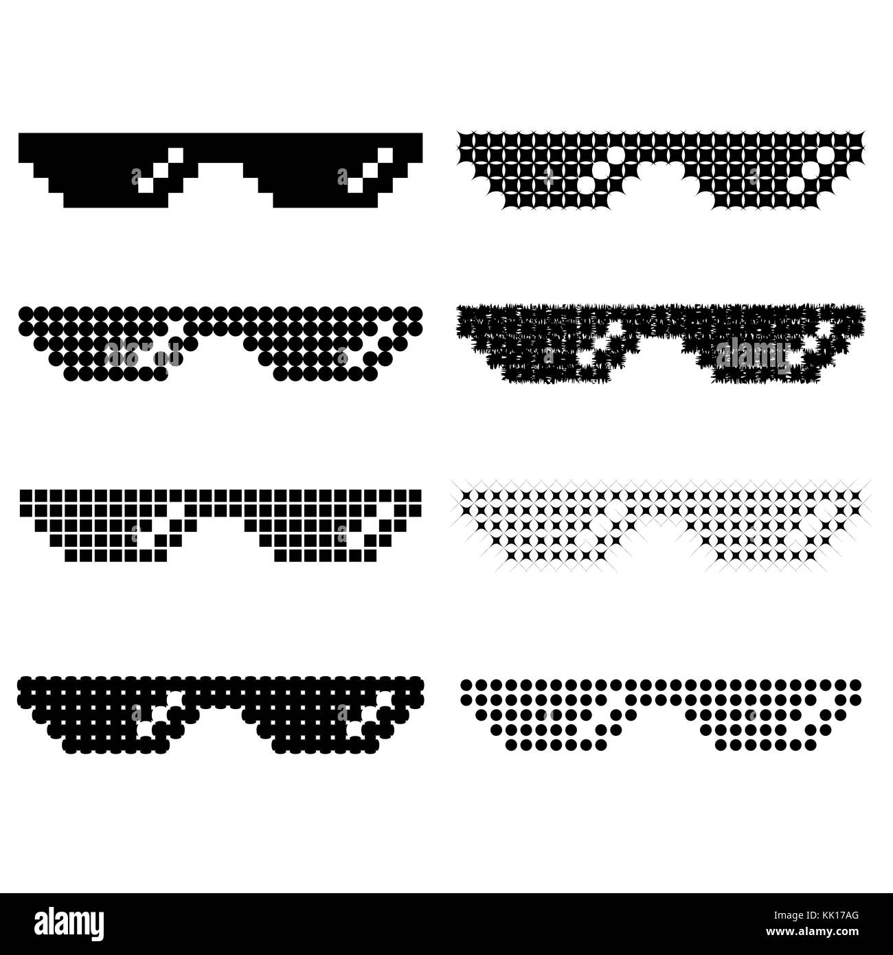 Set of Different Pixel Glasses Stock Photo - Alamy