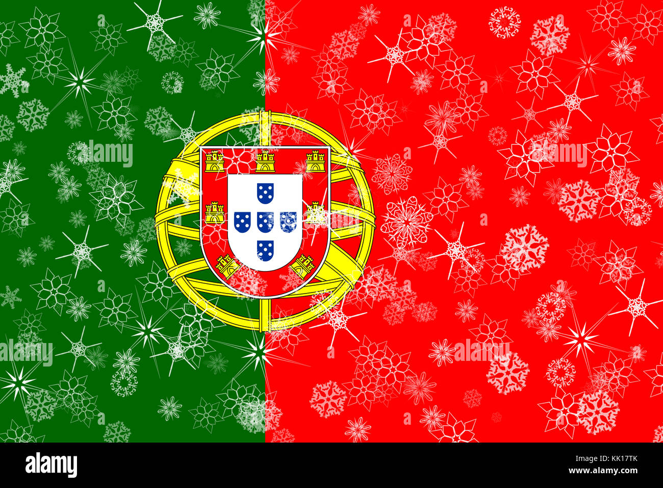 Portugal winter snowflake flag Stock Photo - Alamy