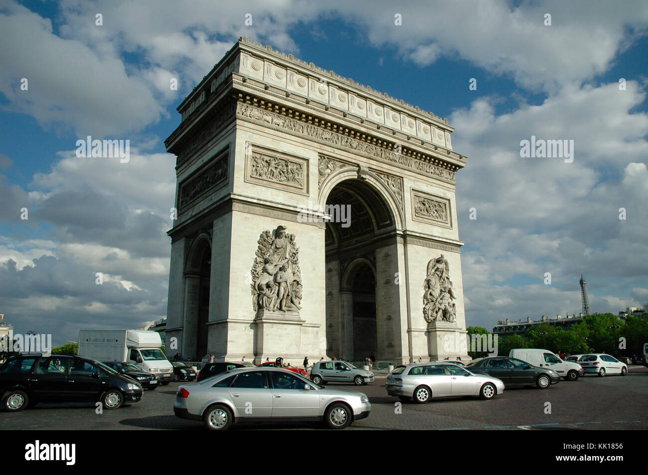 Paris`s famous Arc de Triomphe is part of the Axe historique a group of ...
