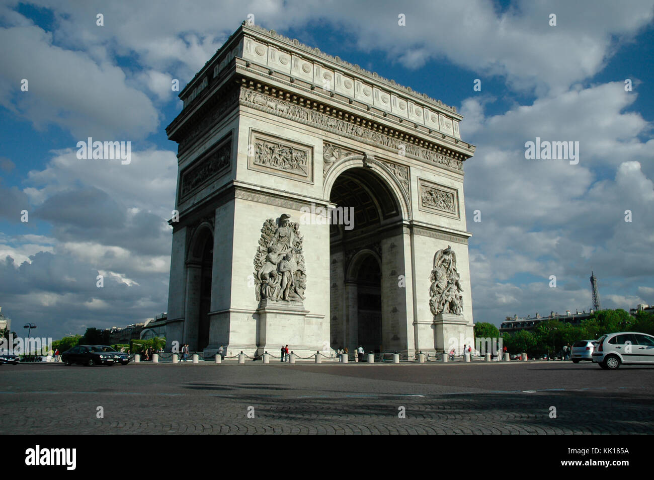 Paris`s famous Arc de Triomphe is part of the Axe historique a group of ...