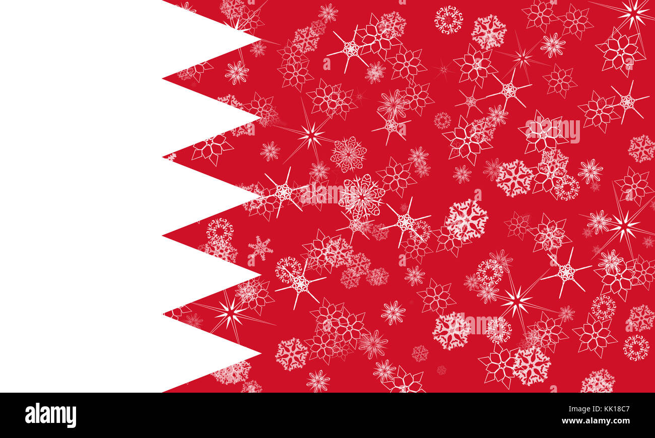 Bahrain winter snowflake flag Stock Photo - Alamy