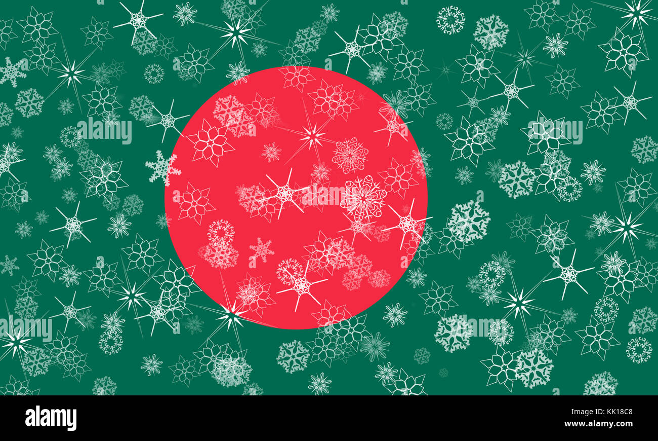 Bangladesh winter snowflake flag Stock Photo - Alamy