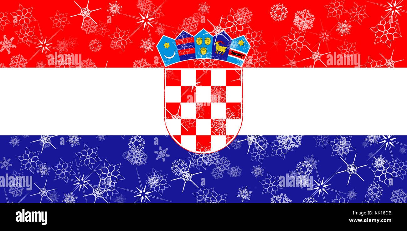 Croatia winter snowflake flag Stock Photo - Alamy