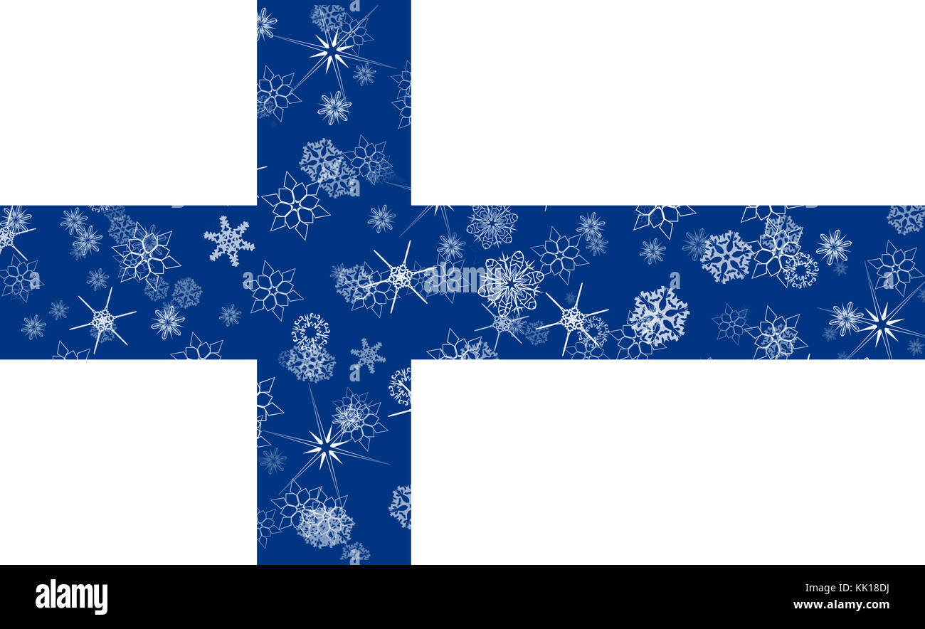 Finland winter snowflake flag Stock Photo - Alamy
