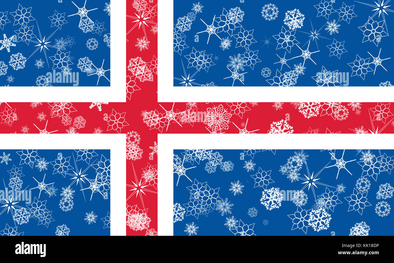 Iceland winter snowflake flag Stock Photo - Alamy