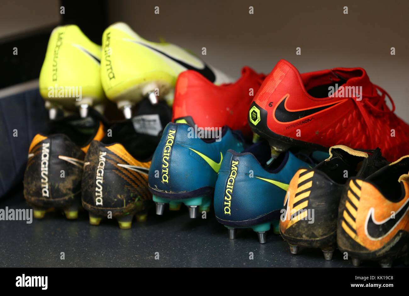 Boots in the dressing room prior to the Sky Bet League 2 match between ...
