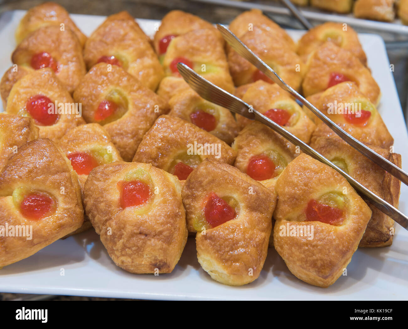 Selection display of sweet pastries food at a luxury restaurant buffet ...
