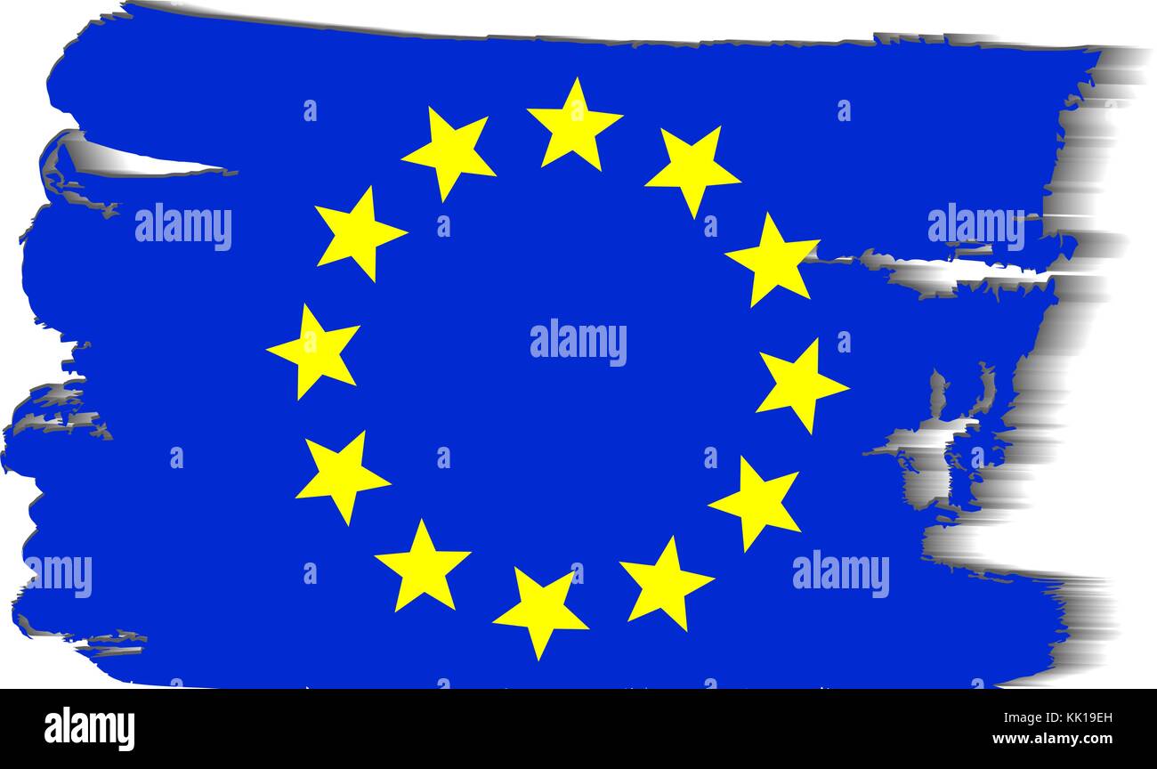 European flag painted by hand. Art eu flag. Watercolor flag of Europe ...