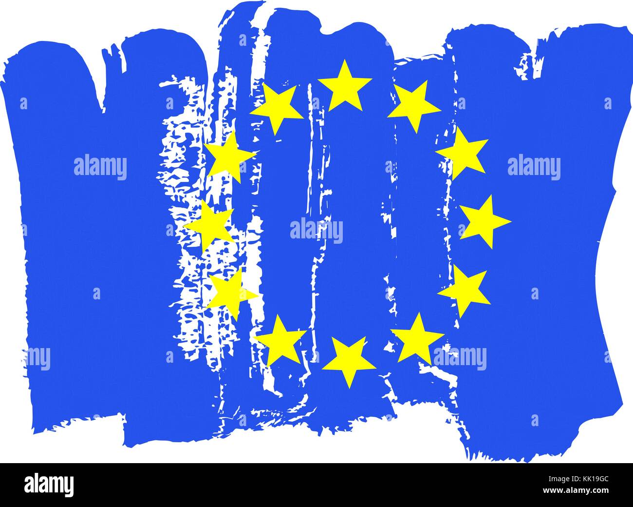 European flag painted by brush hand paints. Art eu flag. Watercolor ...