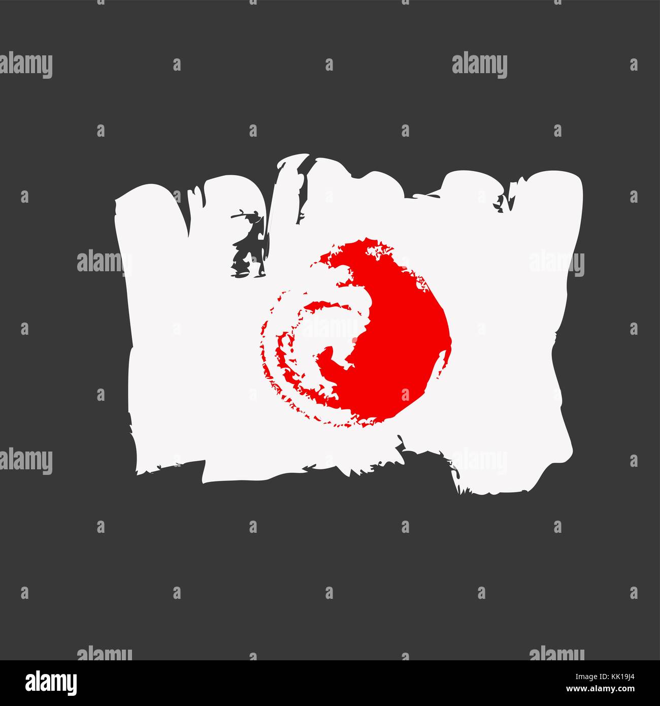 Japan flag painted by brush hand paints. Art flag. Watercolor Japan ...