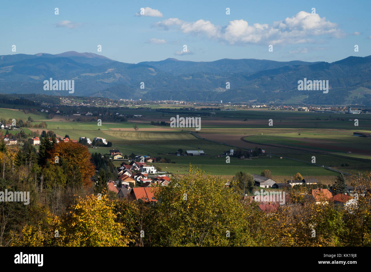 European farmland with mountains in the background Stock Photo - Alamy