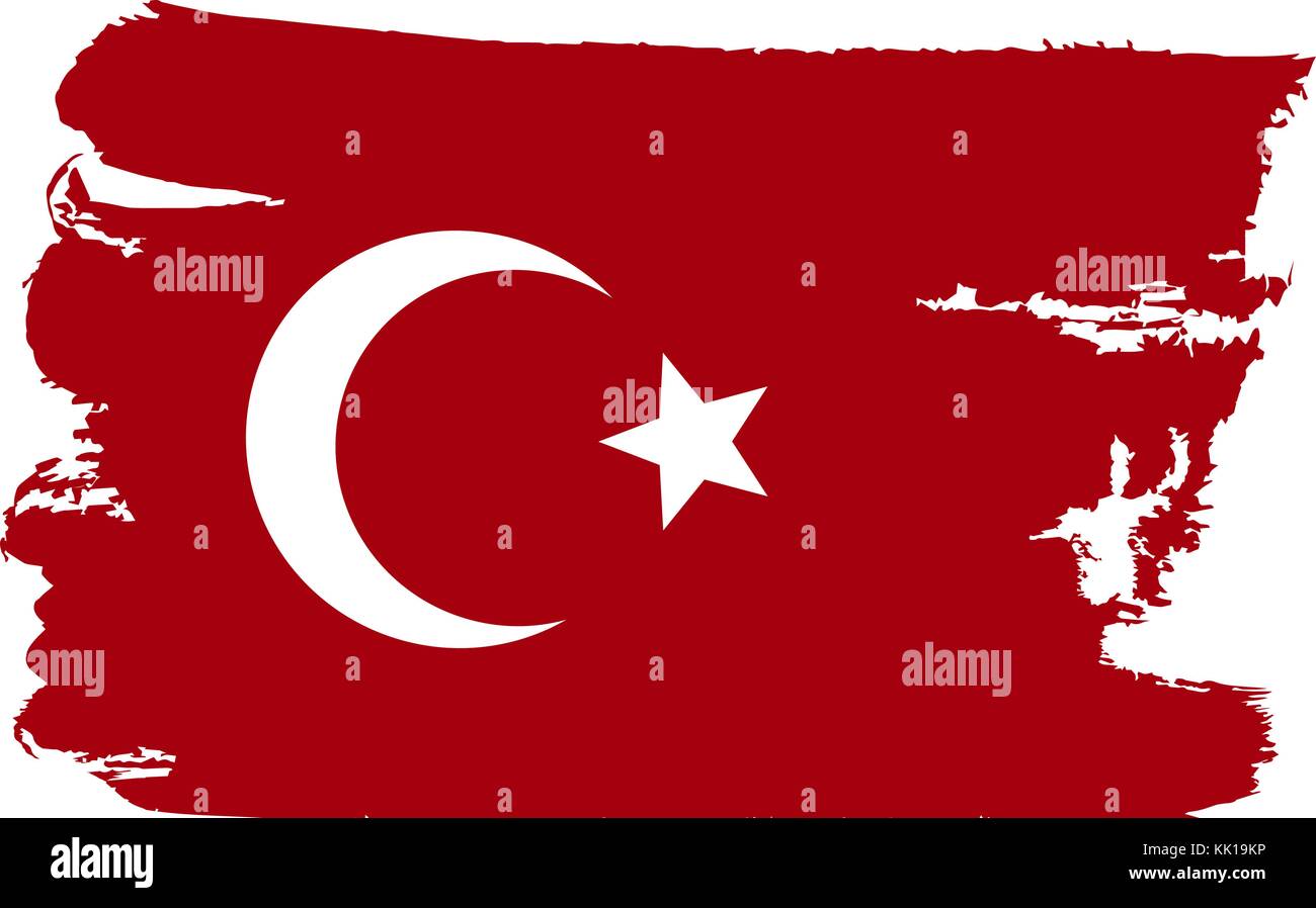 Turkey flag painted by brush hand paints. Art flag. Watercolor flag ...