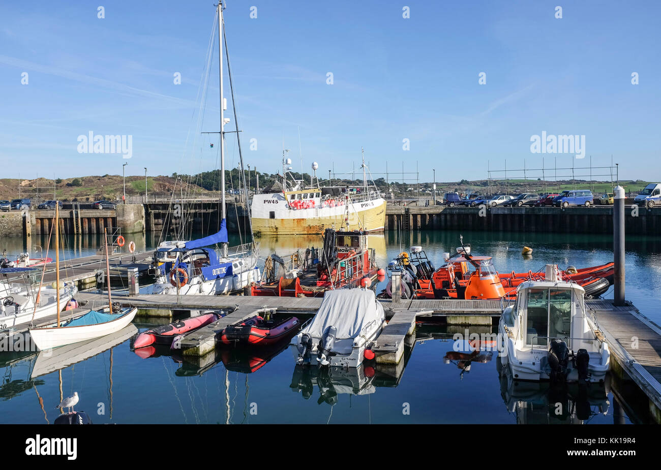 Fishing boats at Padstow Harbour on the River Camel Cornwall UK ...