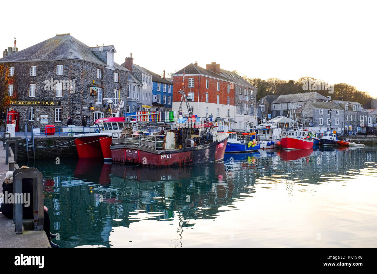 Fishing boats at Padstow Harbour on the River Camel Cornwall UK ...