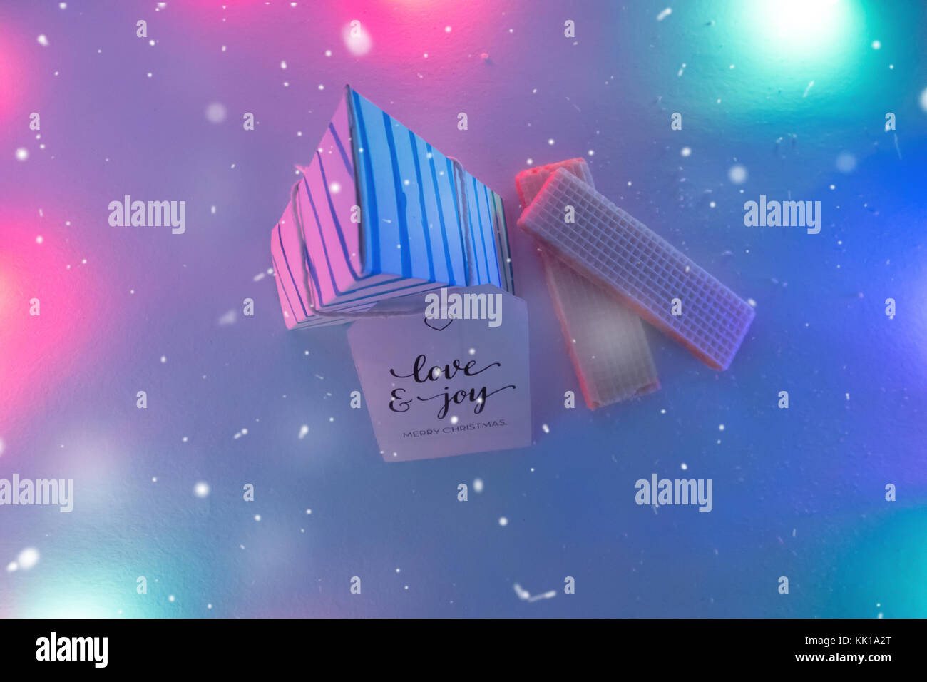 Christmas Decoration with Triangle Wafer Christmas Gift Box and wafers ...