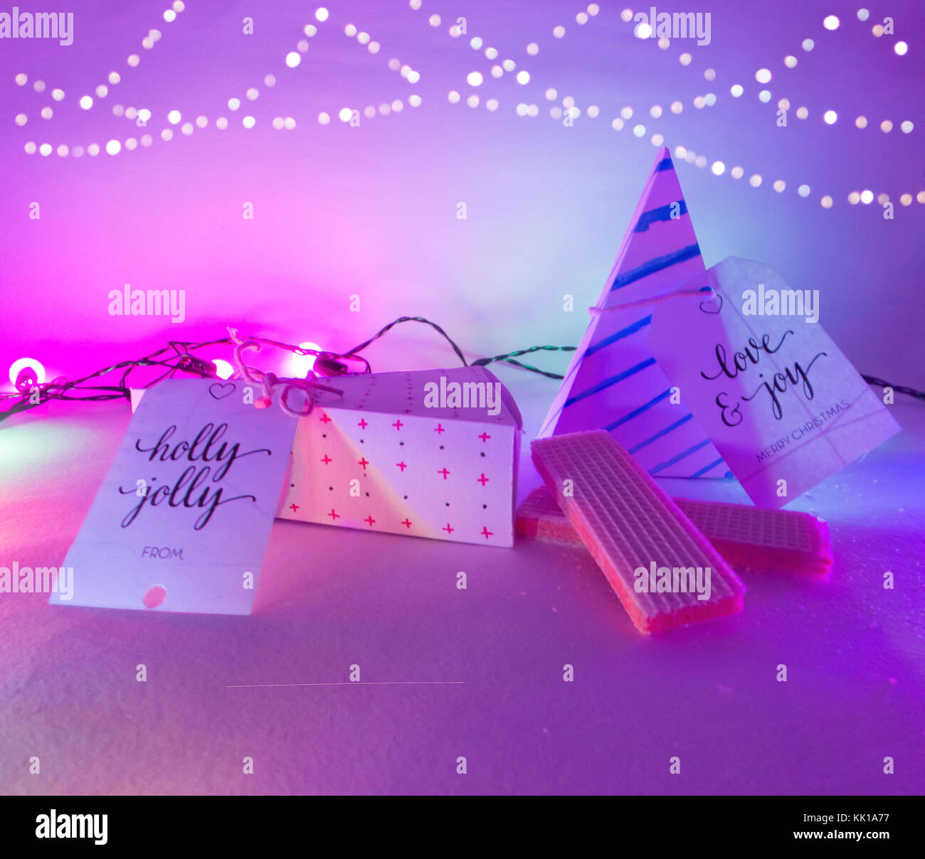 Christmas Decoration with Triangle Wafer Christmas Gift Boxes and ...