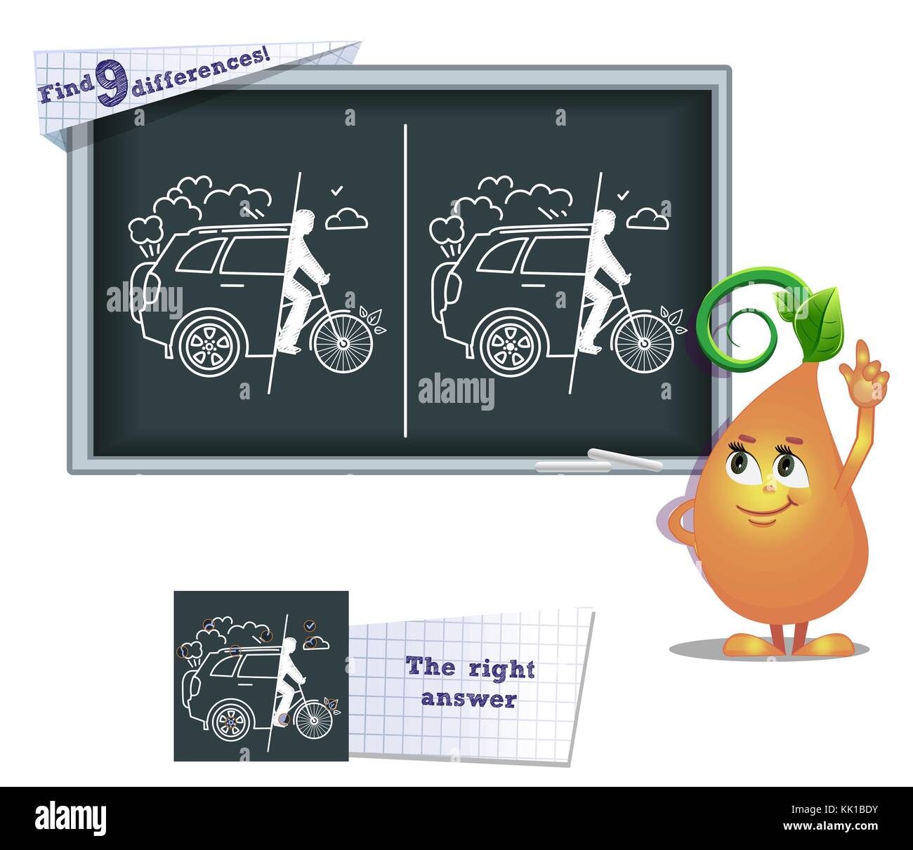 visual game for children and adults. Task to find 9 differences in the ...