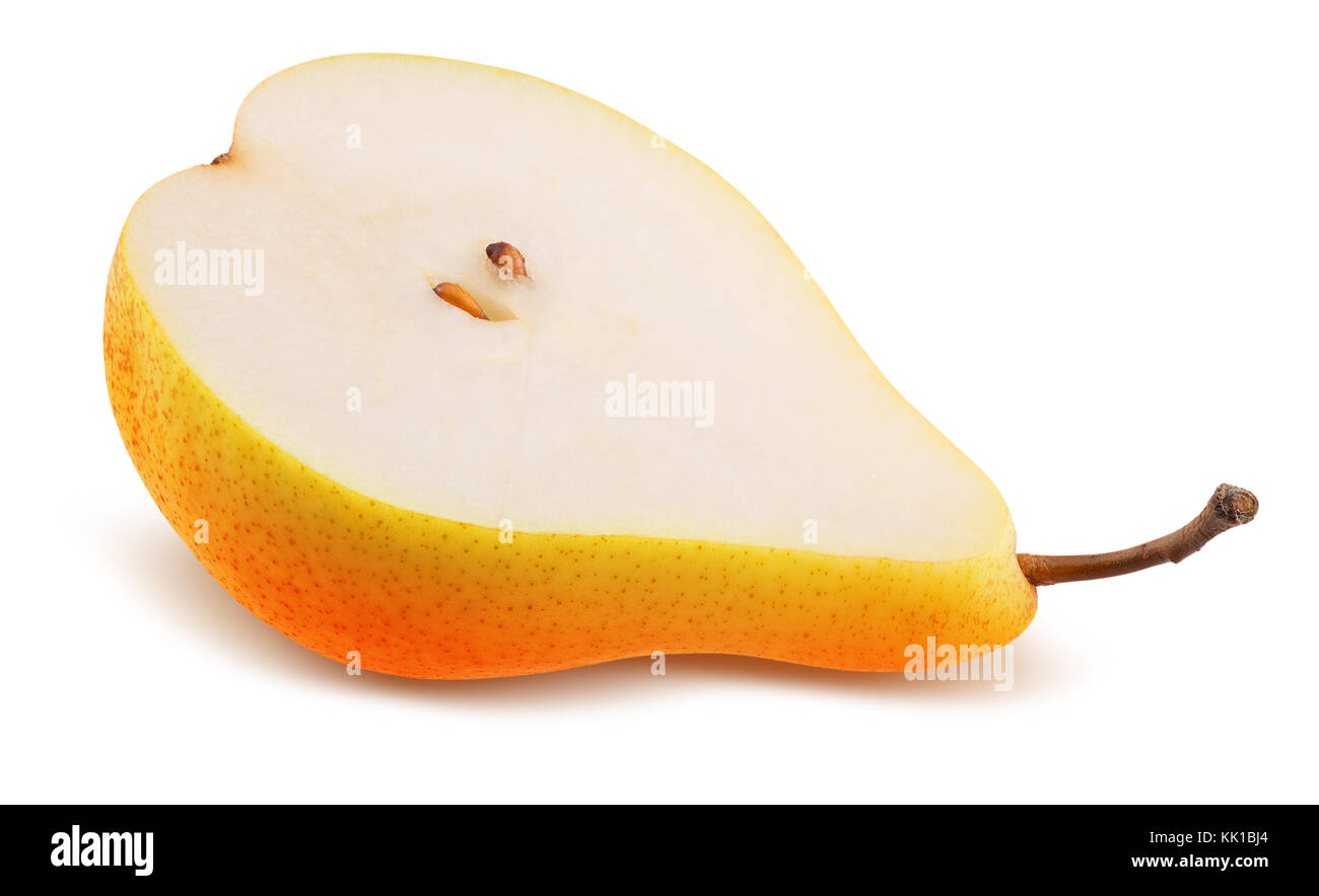 half of pear isolated on the white background Stock Photo - Alamy