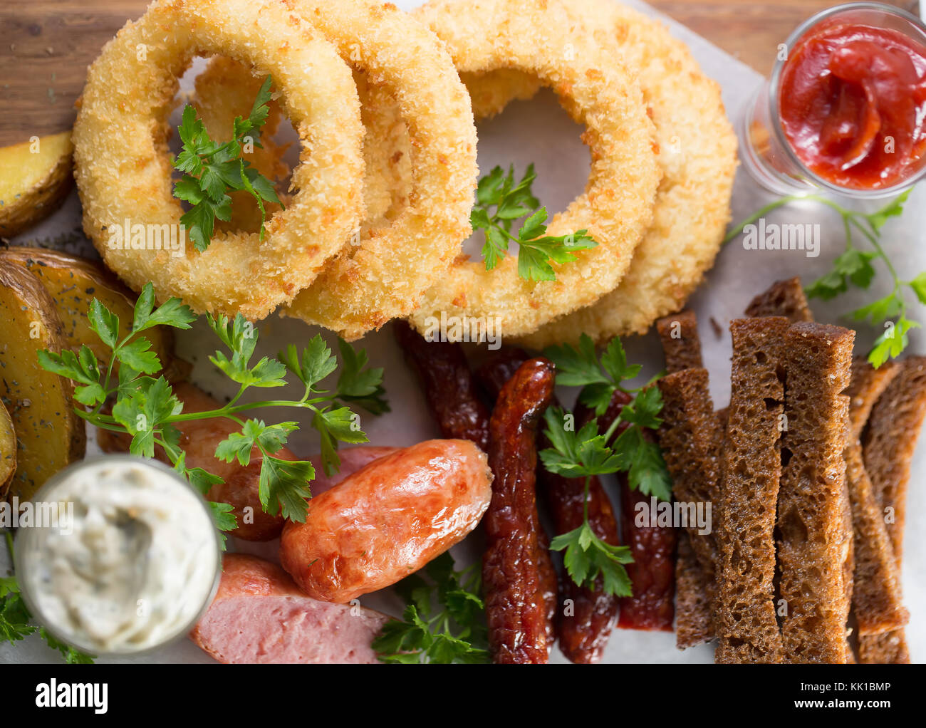 plate of snacks for beer Stock Photo - Alamy