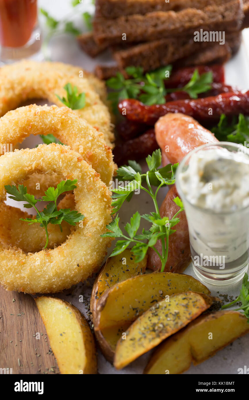 plate of snacks for beer Stock Photo - Alamy