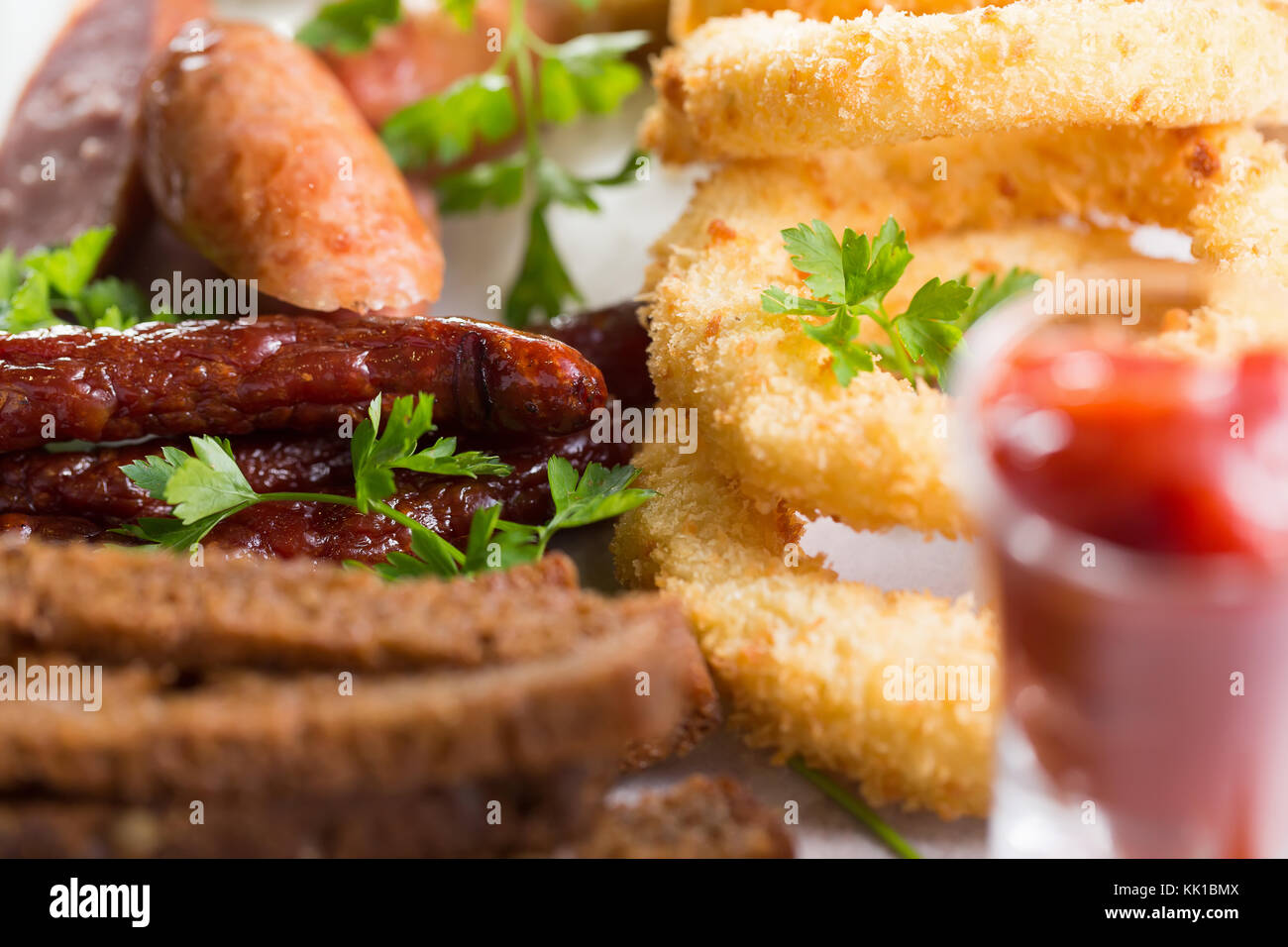 plate of snacks for beer Stock Photo - Alamy