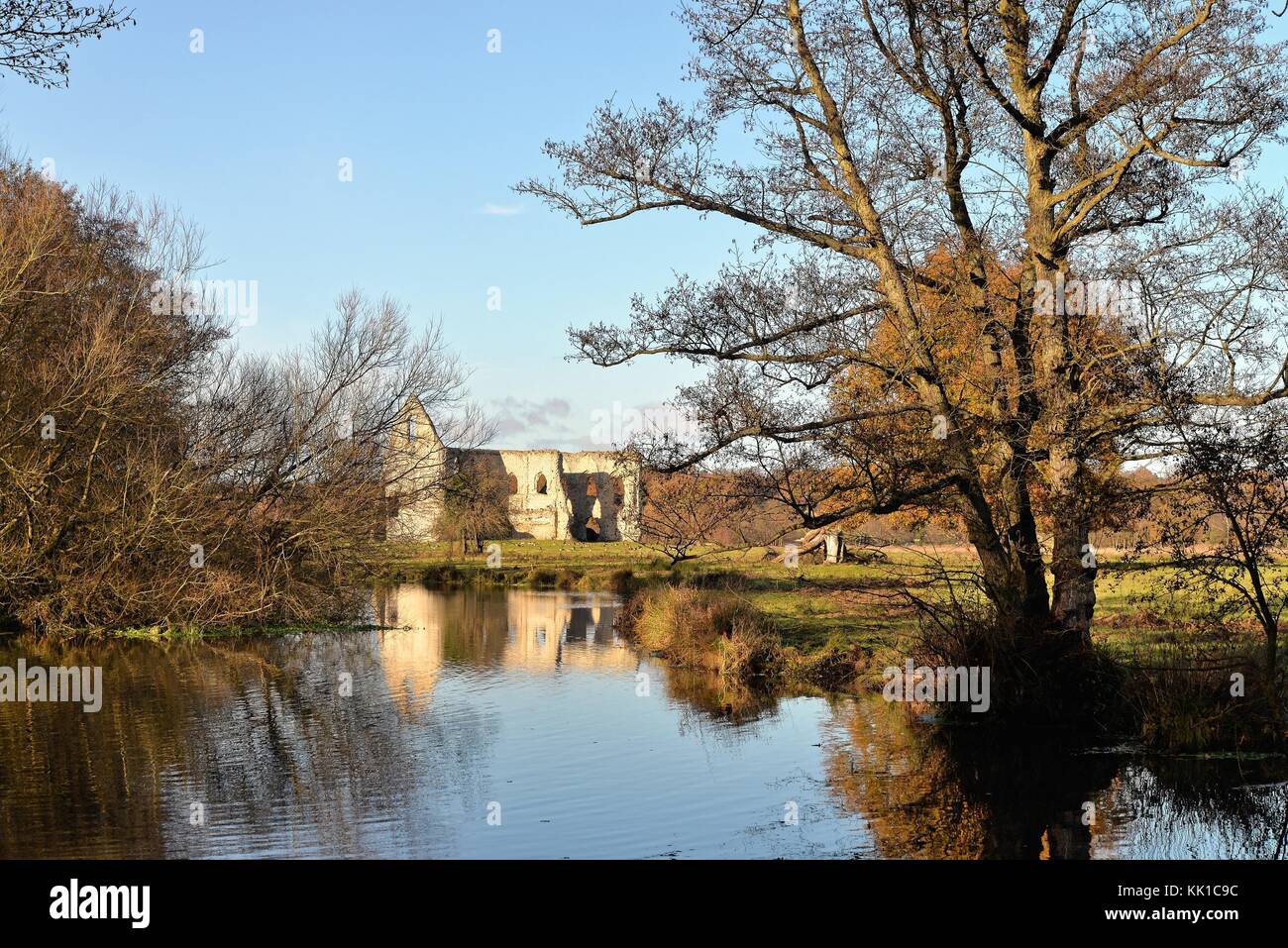 Newark abbey and the River Wey navigation Surrey England UK Stock Photo ...