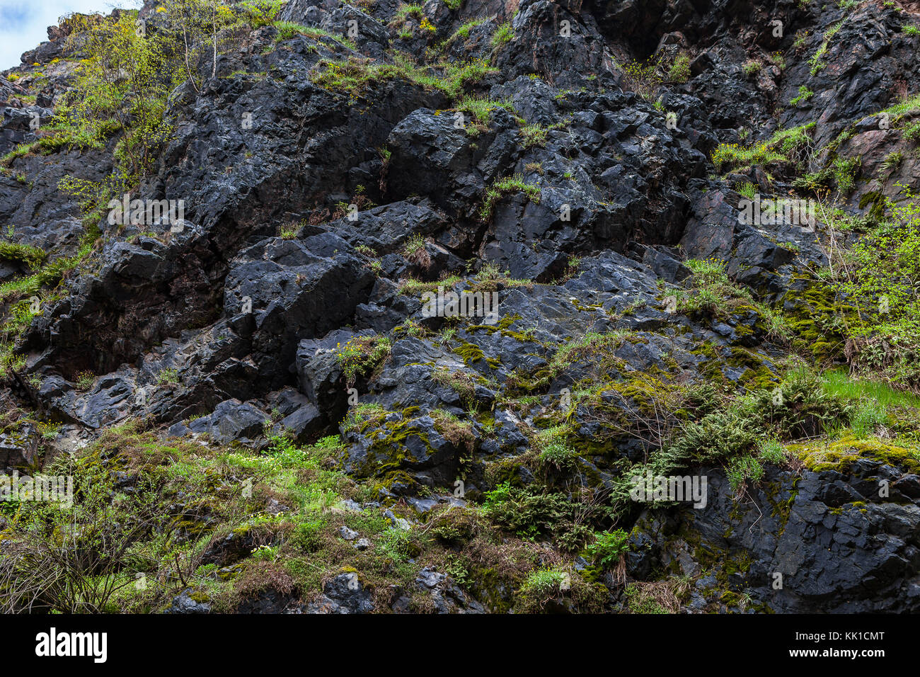 Rocks structure. Valley Divoka Sarka in Prague, spring time Stock Photo ...